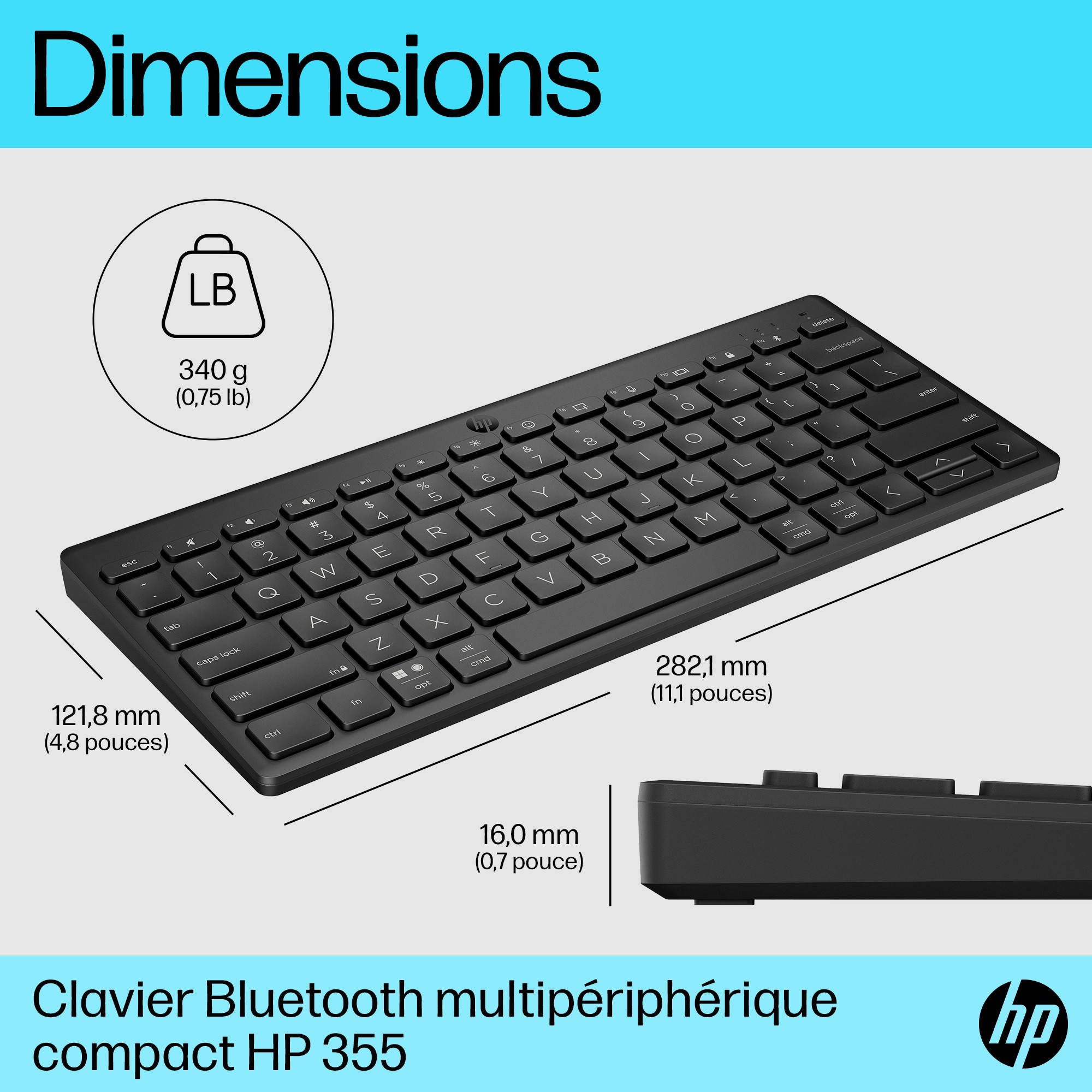 HP Clavier Bluetooth multi-appareil compact 355 Clavier Bluetooth multi ...