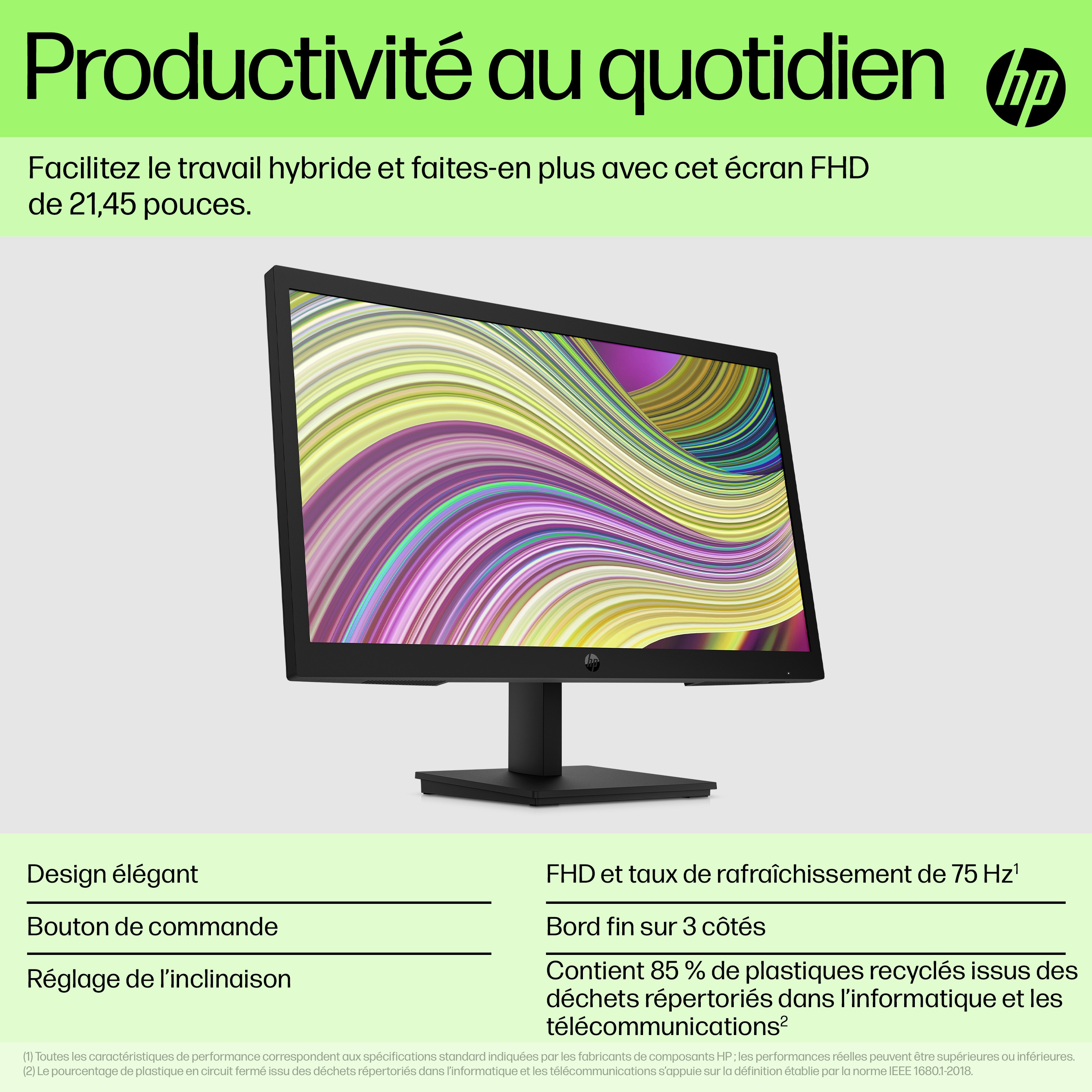 HP Écran FHD P22v G5 Écran FHD HP P22v G5 (64V81AA) prix Maroc