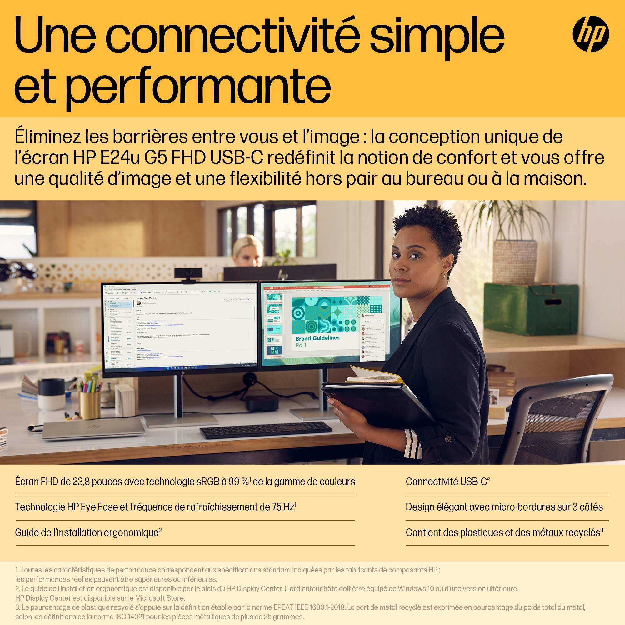 HP Écran USB-C FHD E24u G5 Écran USB-C FHD HP E24u G5 (6N4D0AA) prix Maroc