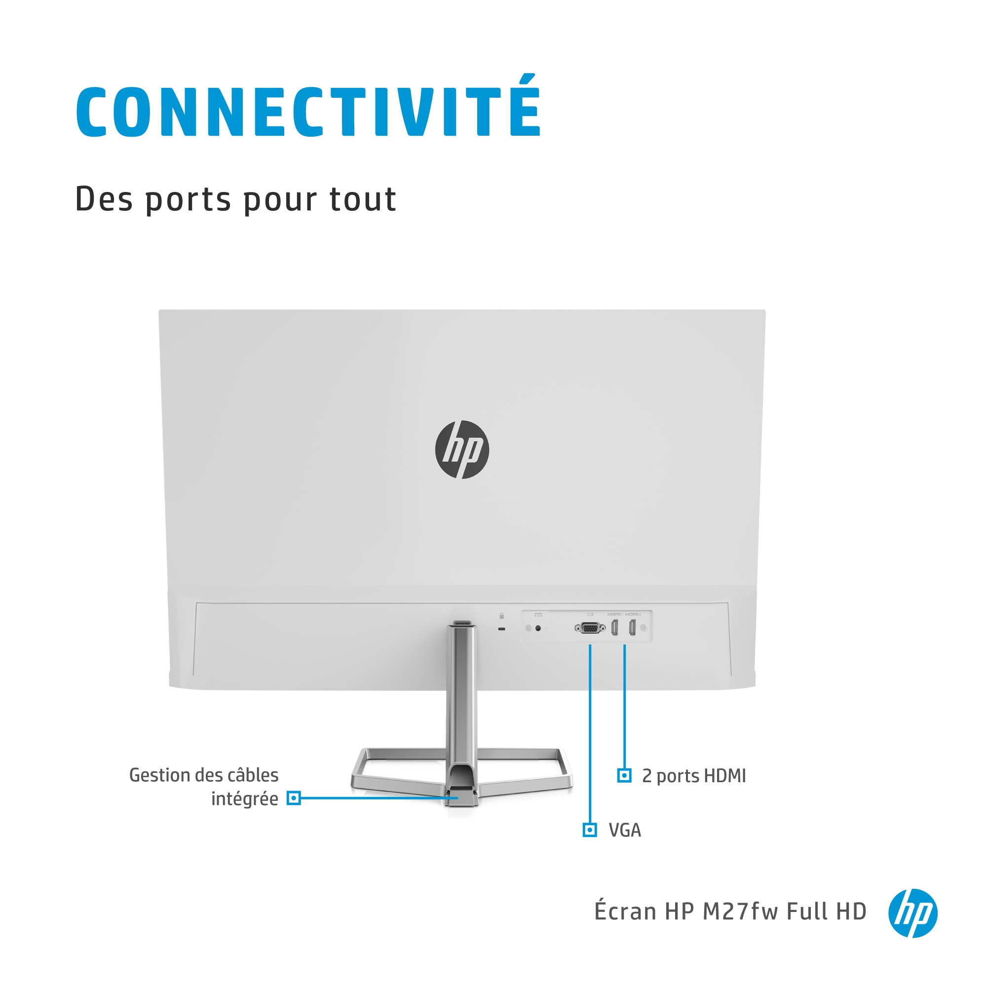 HP Écran Full HD M27fw Écran Full HD HP M27fw (2H1A4AA) prix Maroc
