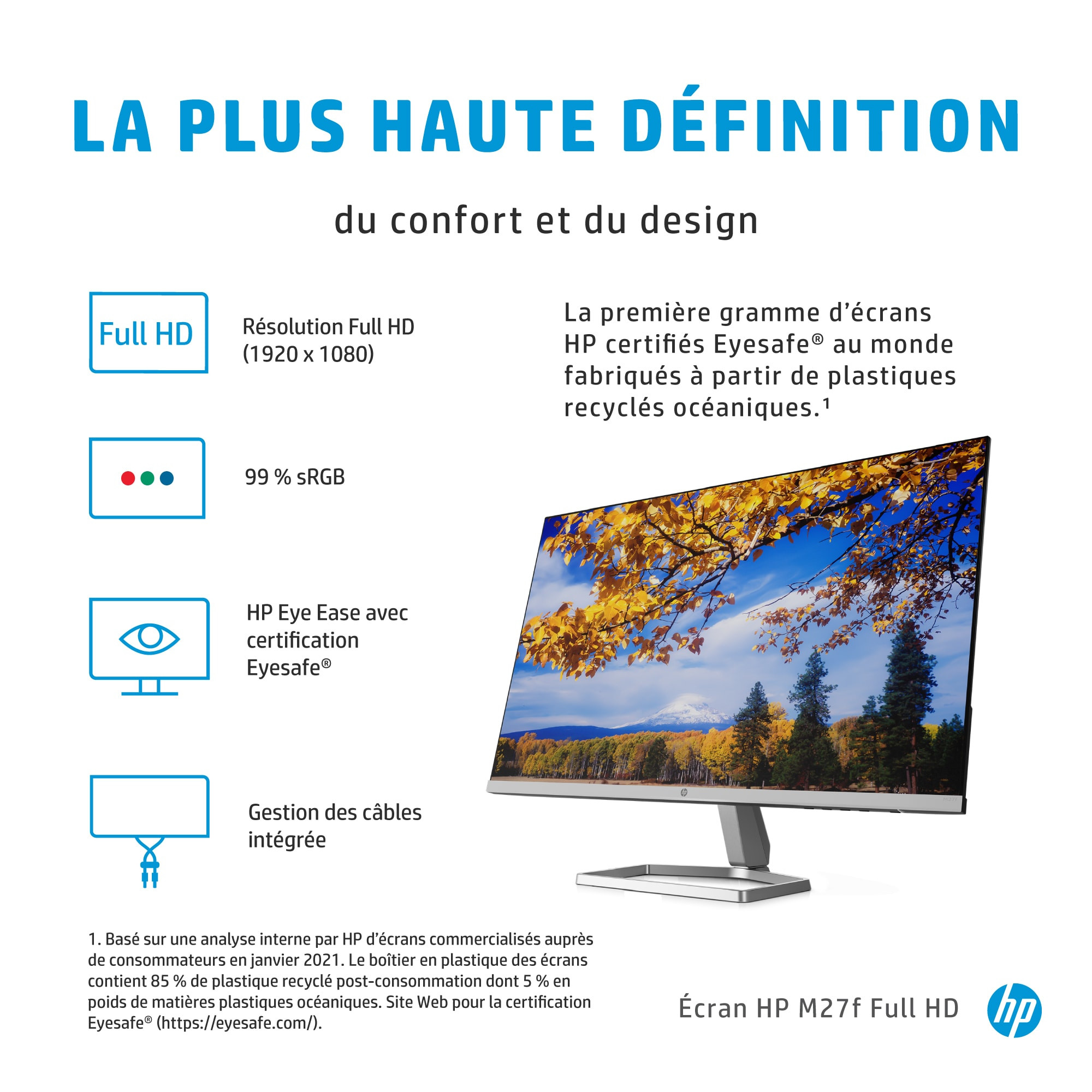 HP Écran Full HD M27f Écran Full HD HP M27f (2G3D3AA) prix Maroc