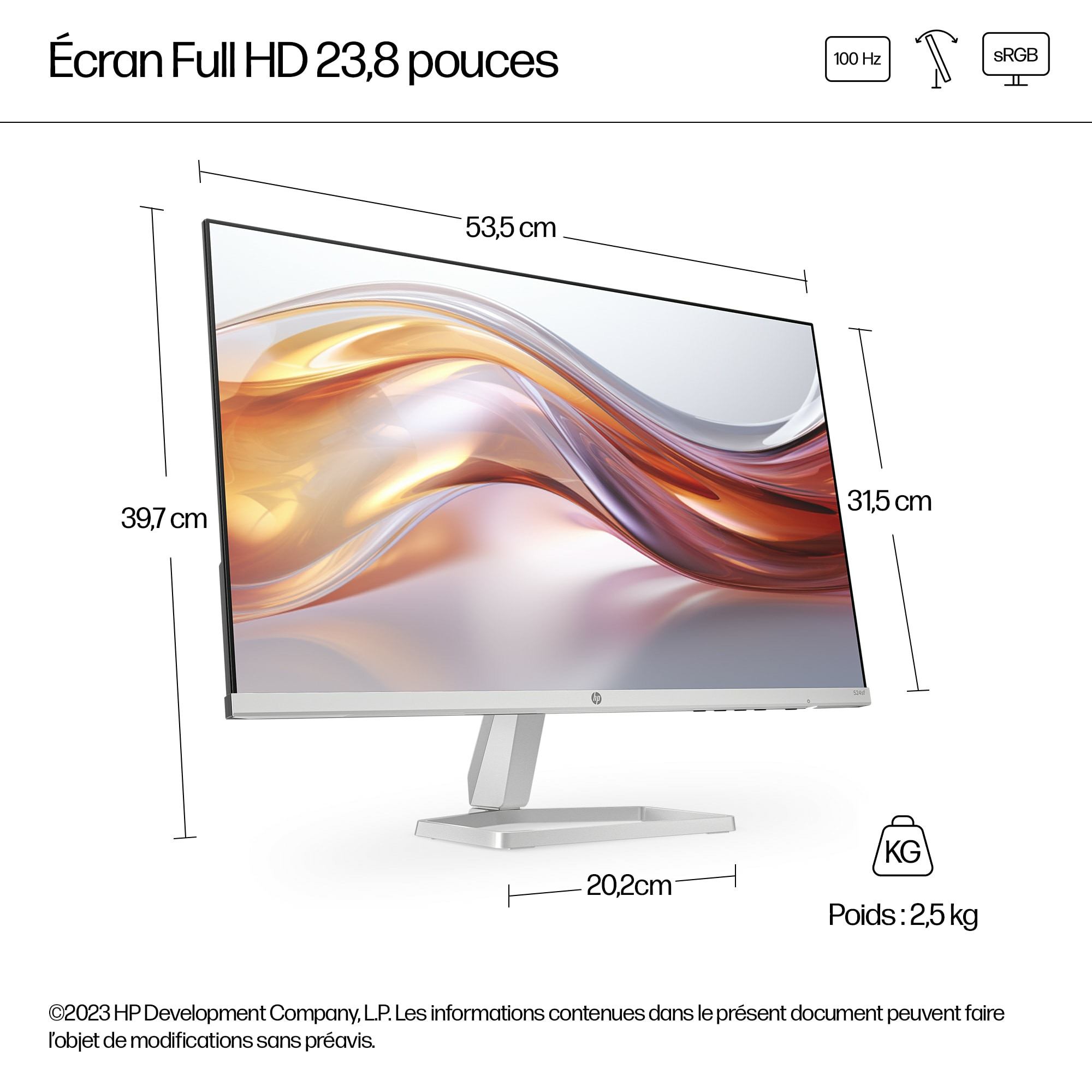 HP Series 5 23.8 inch FHD Monitor - 524sf Series 5 23.8 inch FHD ...