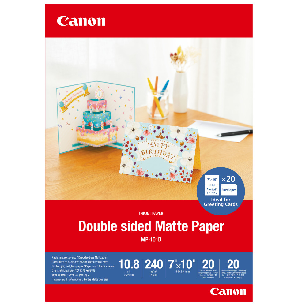 Canon Papier mat recto verso MP-101D, 18 × 25 cm, 20 feuilles (4076C006 ...