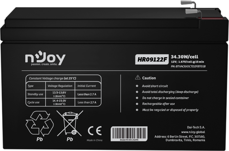 Batterie Onduleur nJoy HR09122F (BTVACIUOCTD2FBT) prix Maroc