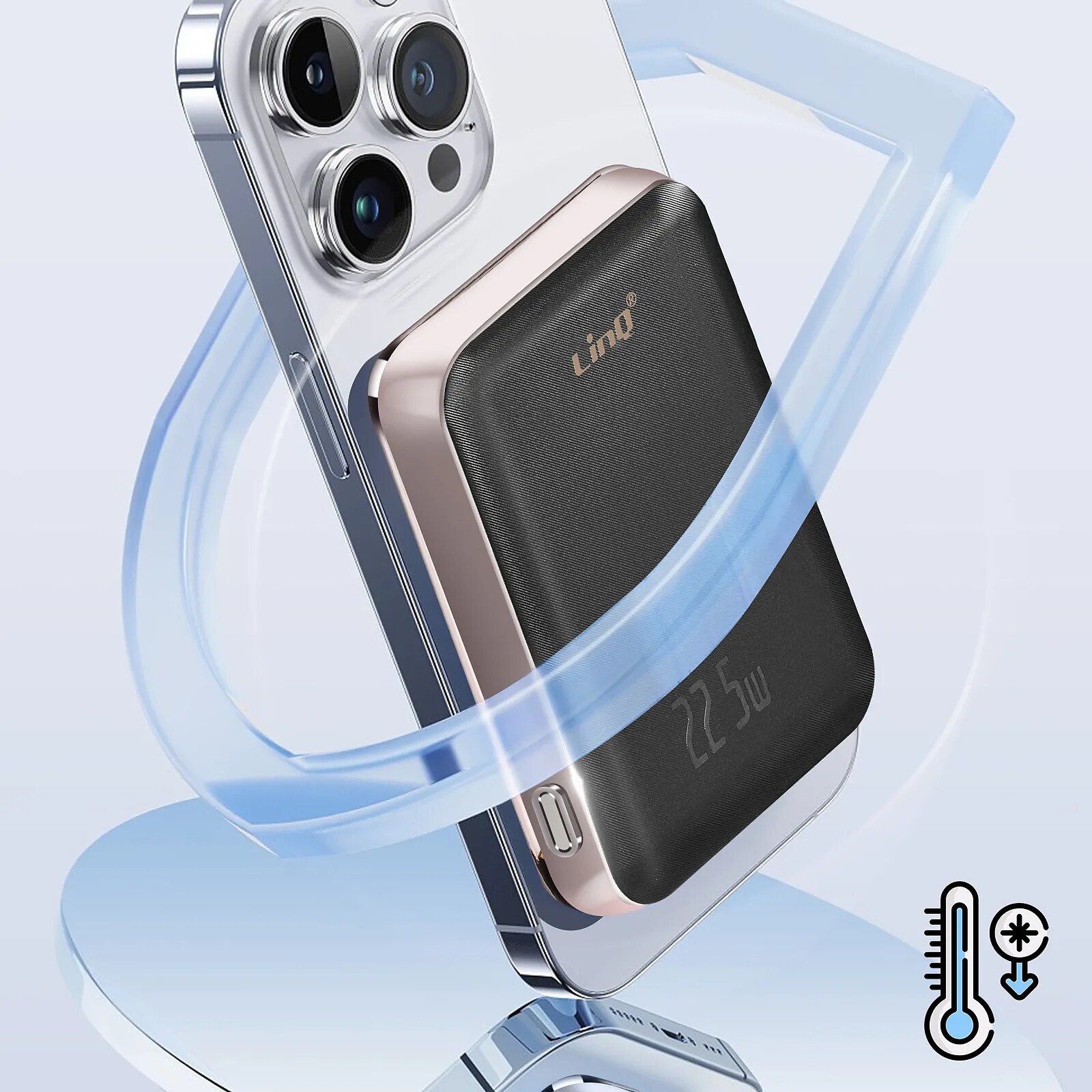 LinQ Batterie Externe 15W MagSafe 10000 mAh Power Delivery 20W Noir ...