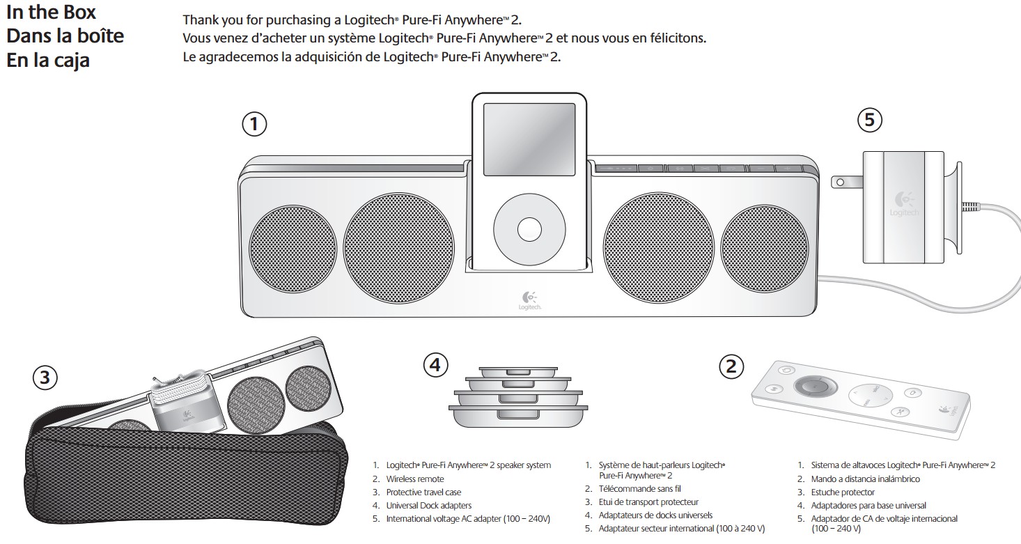 Haut-parleur Stéréo Logitech Pure-Fi Anywhere 2 pour iPod/iPhone (984 ...