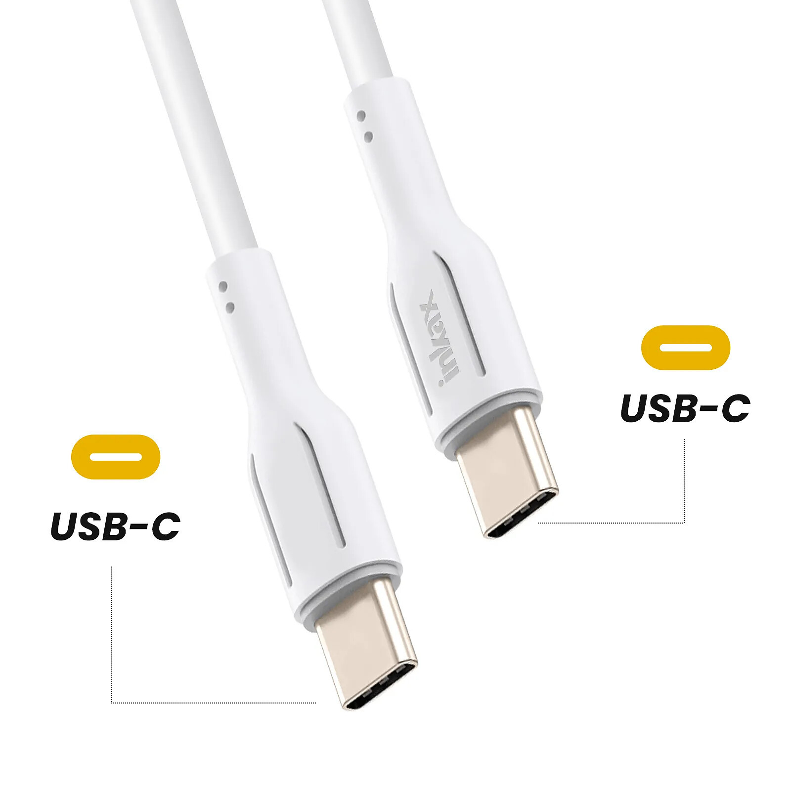 Inkax Câble USB C vers USB C 60W Recharge Rapide Blanc prix Maroc