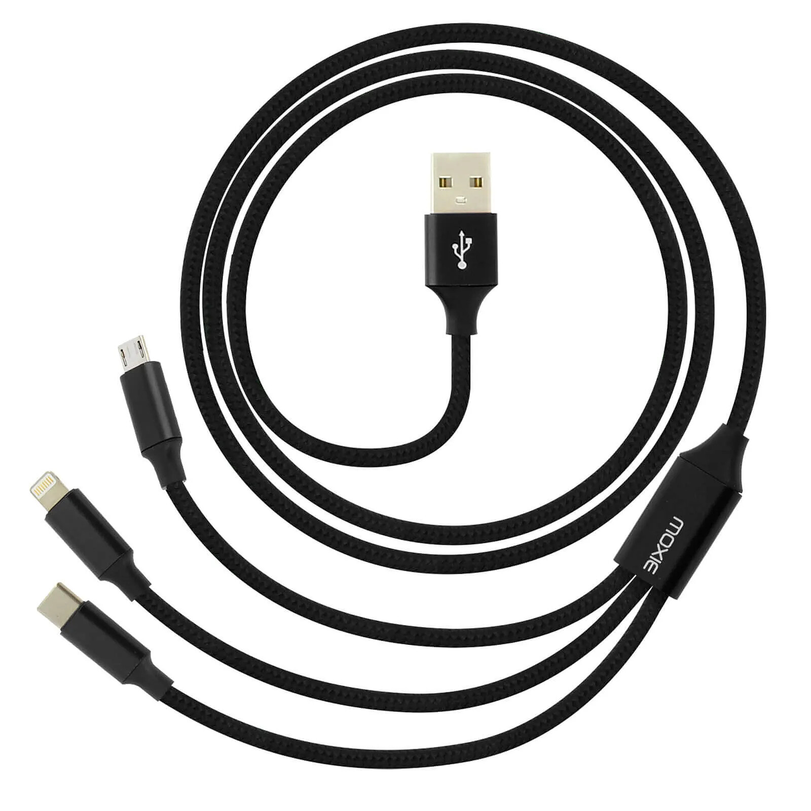 Moxie Câble 3 en 1 Lightning USB type C Micro USB Multi-embouts Charge ...