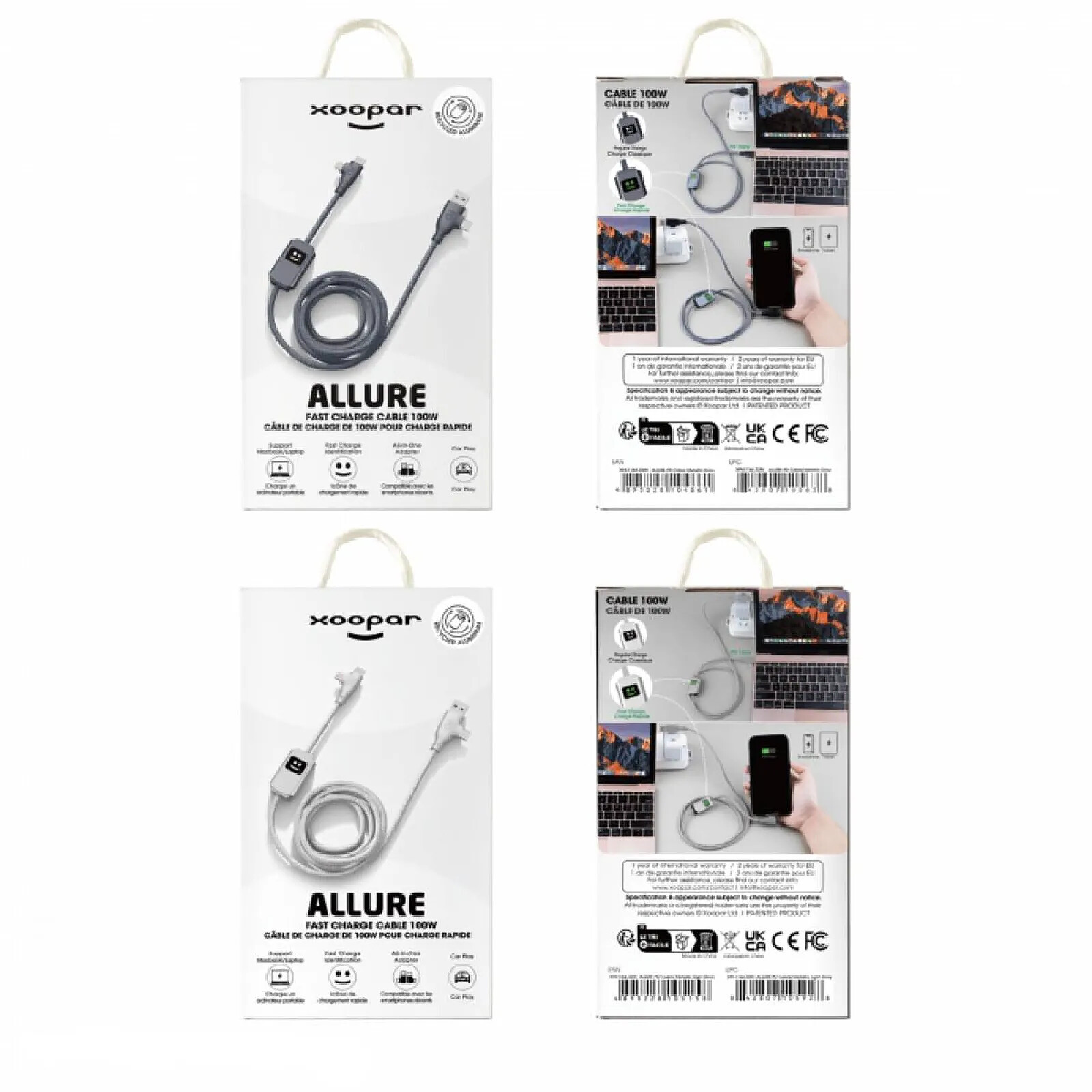 XOOPAR Câble de Charge et de Transfert 4 en 1 USB A+C / USB C+ ...