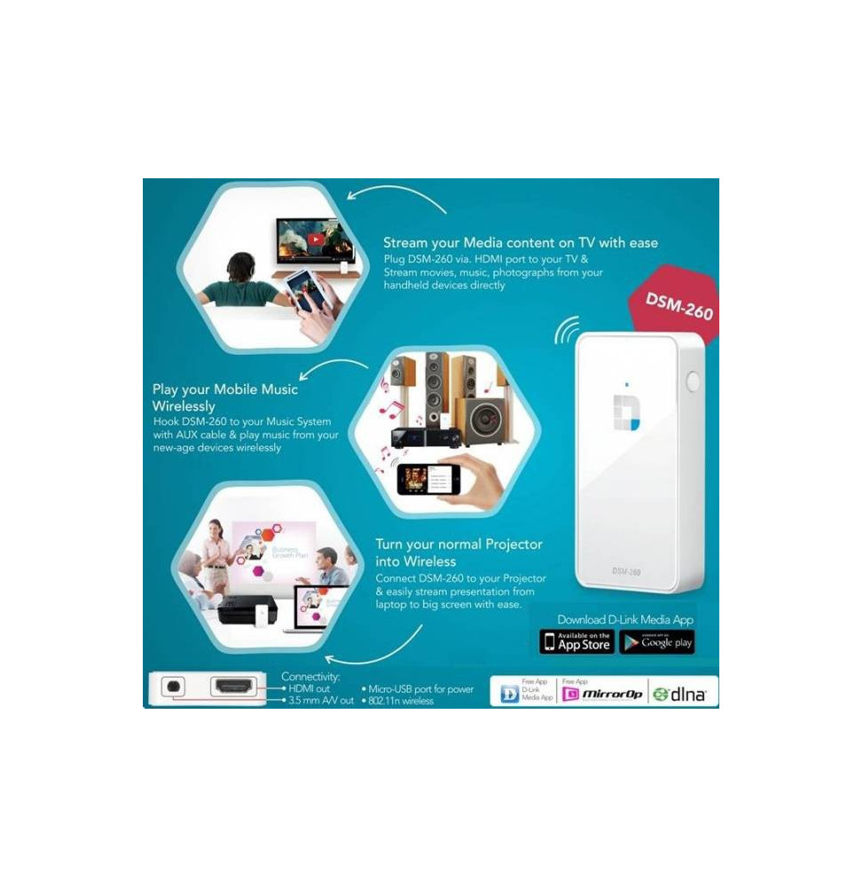 Adaptateur D-Link MirrorStreamer TV pour l'affichage sans fil avec DLNA ...