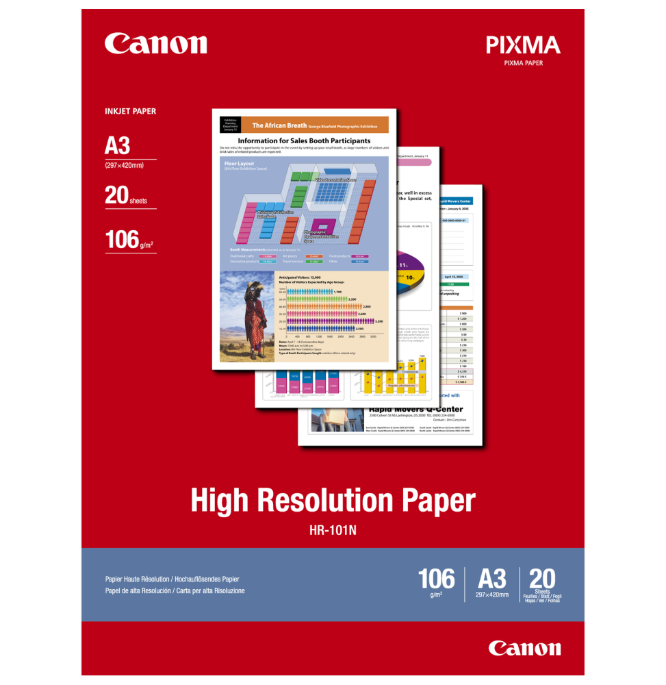 Papier haute résolution A3 Canon HR-101N - 20 feuilles prix Maroc