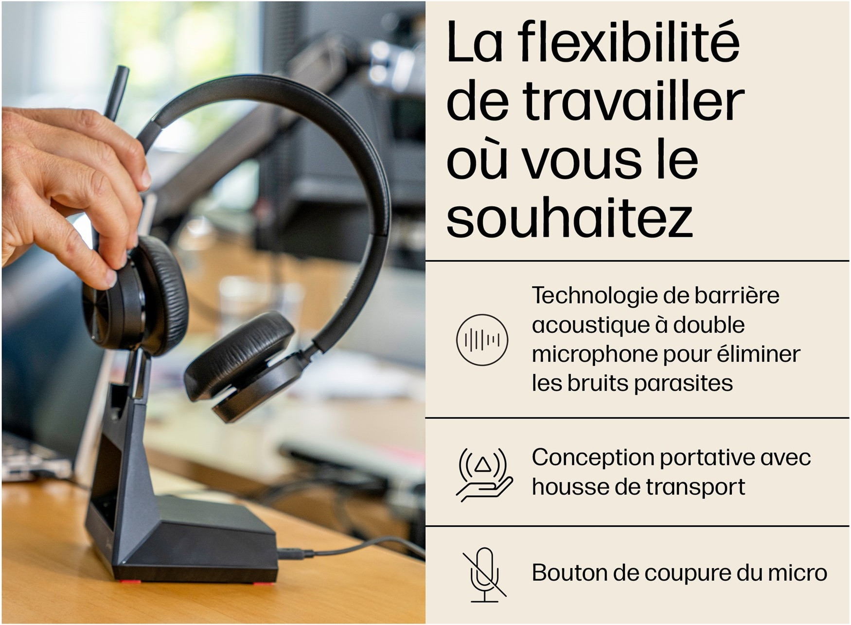 Micro-casque HP Poly Voyager 4320 USB-A +dongle BT700 prix Maroc