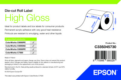 Epson High Gloss Label - Die-Cut: 105mm x 210mm, 273 labels (C33S045730 ...