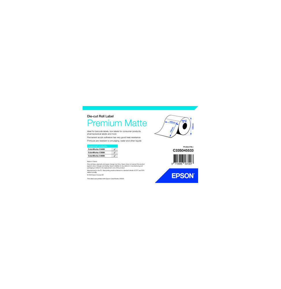 Epson Premium Matte Label - Étiquettes en rouleau découpées (C33S045533 ...