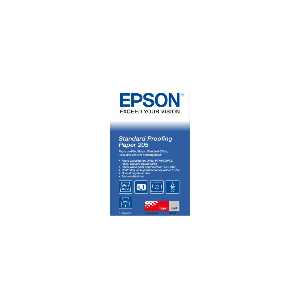 Epson Standard Proofing FOGRA 205g 17"x50m – Papier d'épreuvage ...