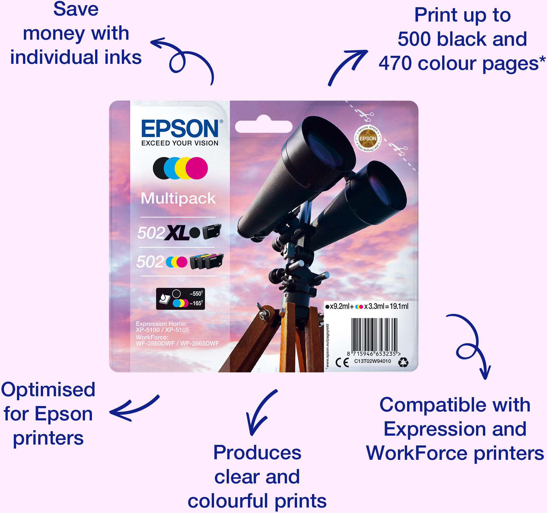 Epson 502 – Encre cyan pour impressions vives (C13T02V24020) prix Maroc