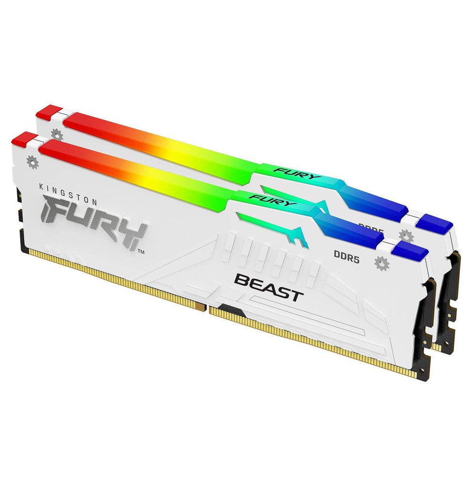 Kingston FURY Beast RGB 32 Go (2 x 16 Go) DDR5 6000 MHz CL36 - Blanc ...