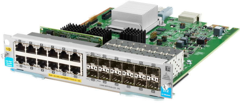 Module Aruba 12 ports 10/100/1000BASE-T PoE+ / 12 ports 1GbE SFP MACsec ...