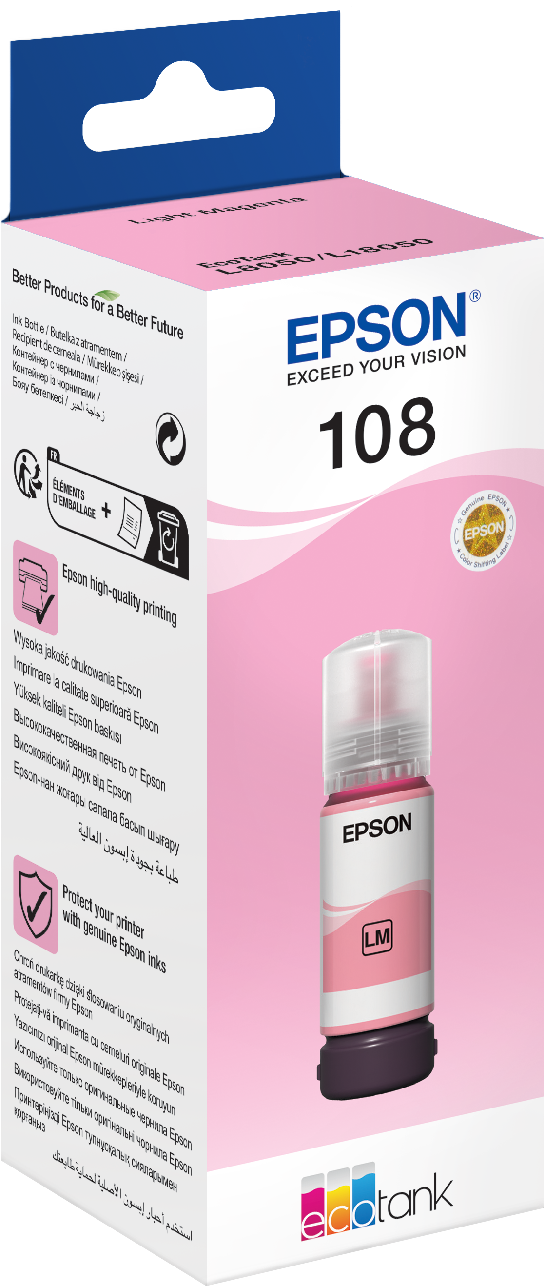Epson 108 Magenta clair - Bouteille d'encre Epson EcoTank d'origine ...