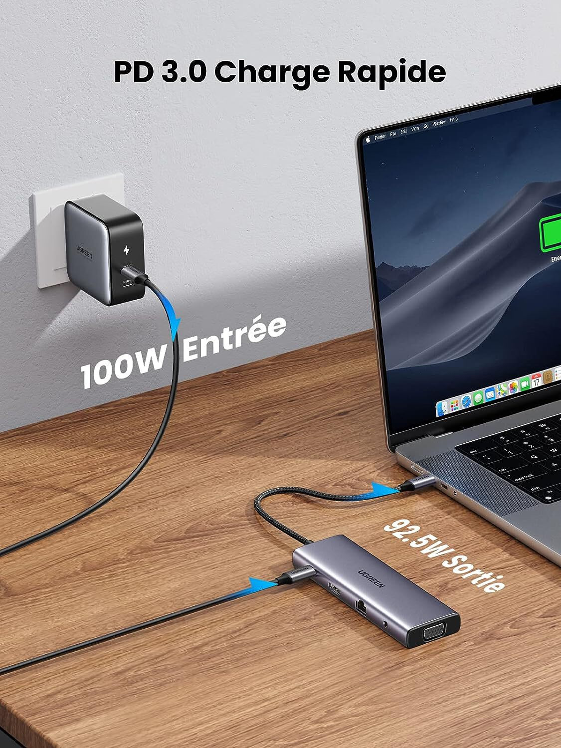 Hub USB-C Ugreen 10 en 1 Supporte PD 100W Recharge (80133) prix Maroc