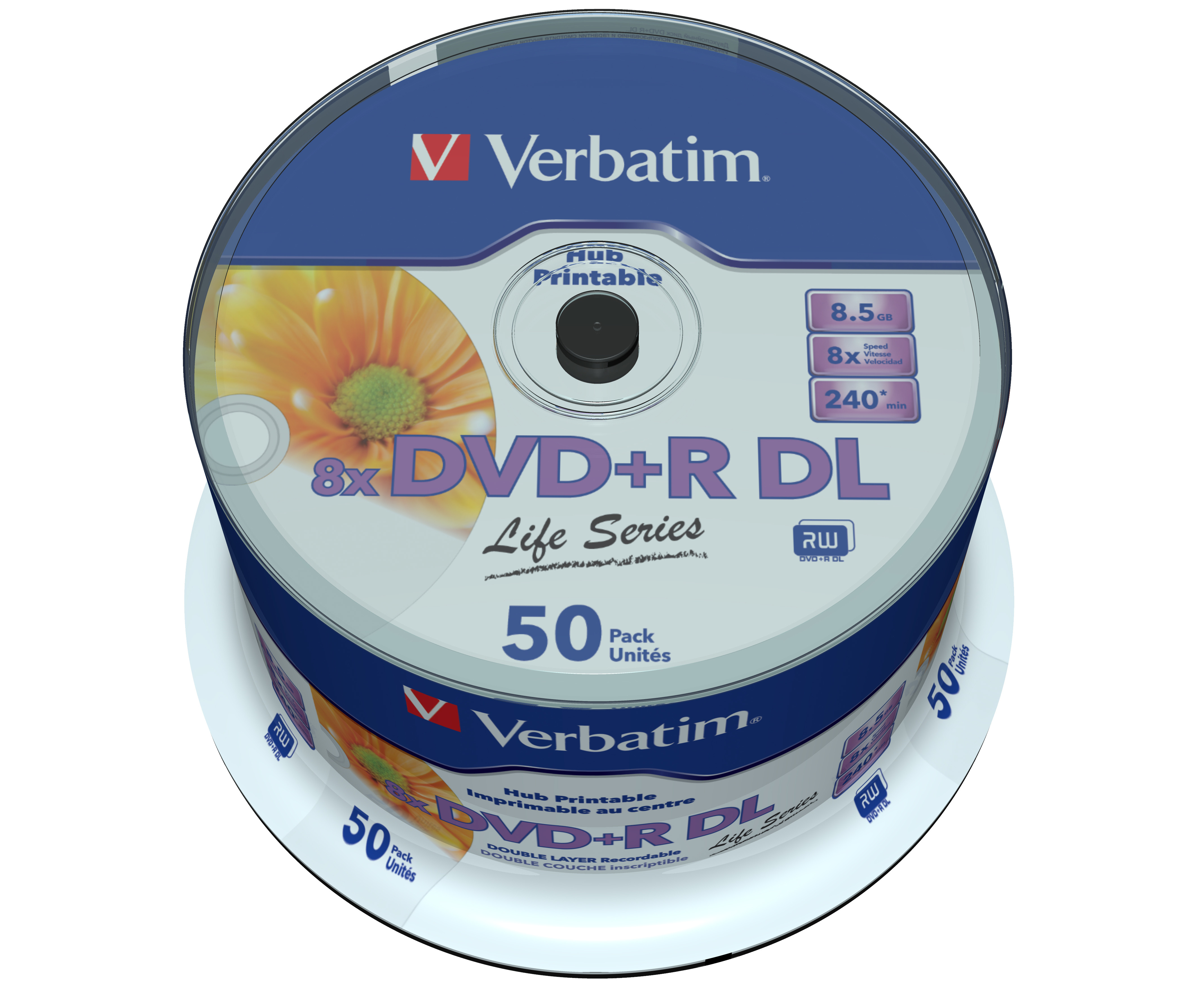 Verbatim 97693 DVD vierge 8,5 Go DVD+R DL 50 pièce(s) DVD+R Double ...