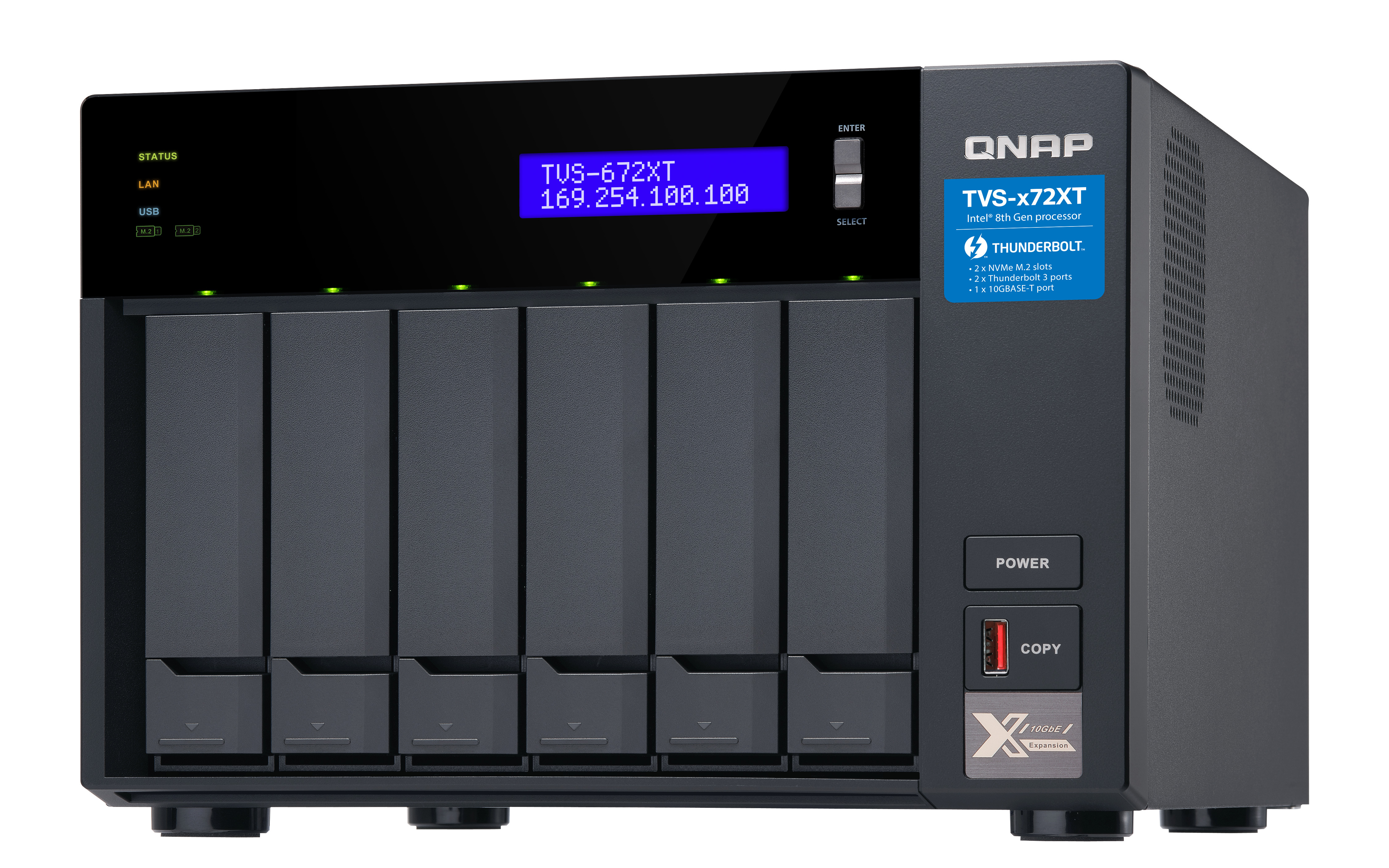 QNAP TVS-672XT NAS Tower Ethernet/LAN Noir (TVS-672XT-I3-8G) prix Maroc