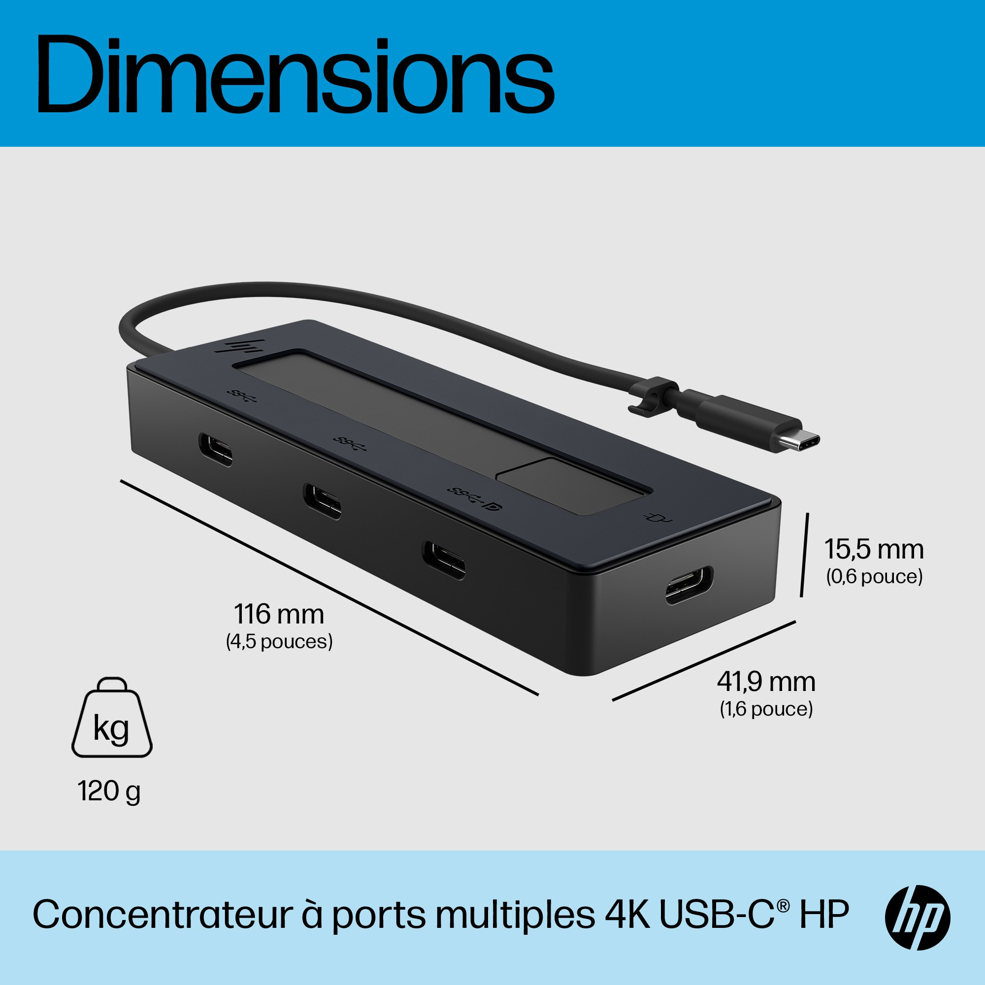 HP Concentrateur USB-C 4K Concentrateur USB-C HP 4K (6G843AA) prix Maroc