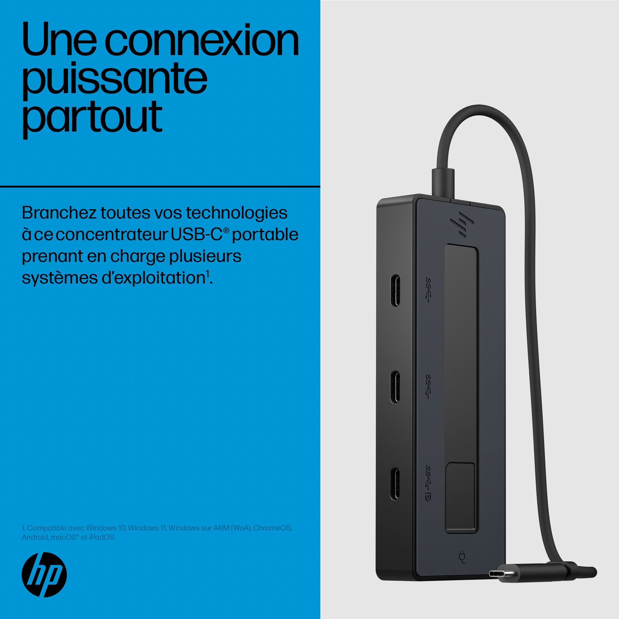 HP Concentrateur USB-C 4K Concentrateur USB-C HP 4K (6G843AA) prix Maroc