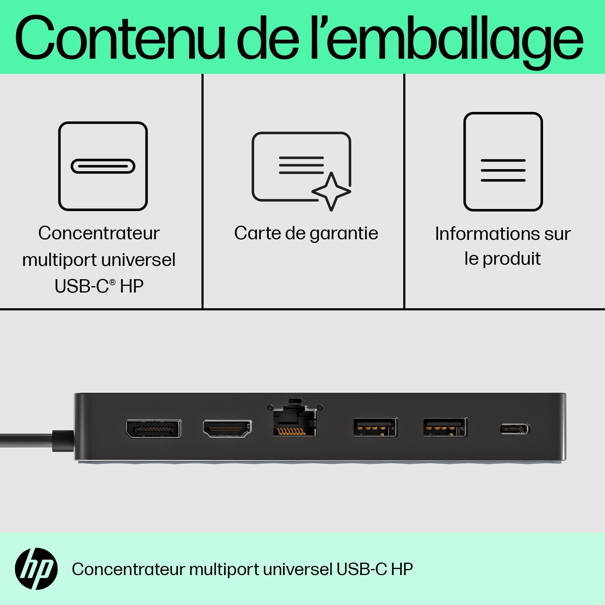 HP Concentrateur multiport USB-C universel Concentrateur multiport USB-C universel HP (50H98AA ...
