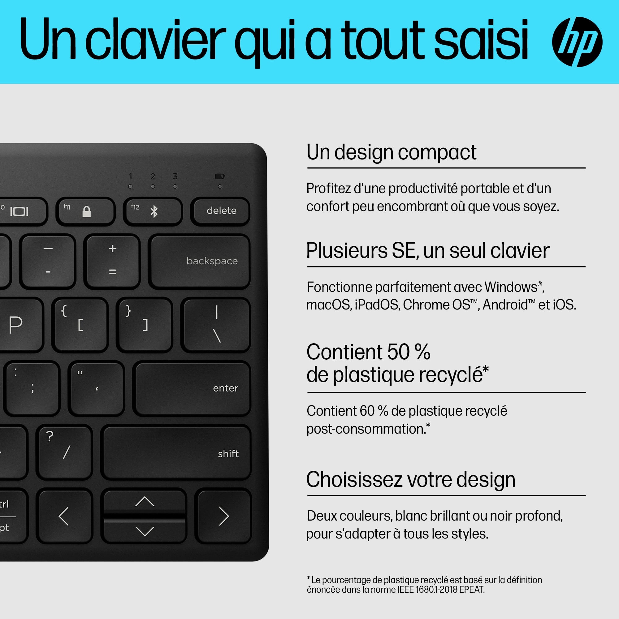 HP Clavier Bluetooth multi-périphériques compact 350 Clavier Bluetooth ...