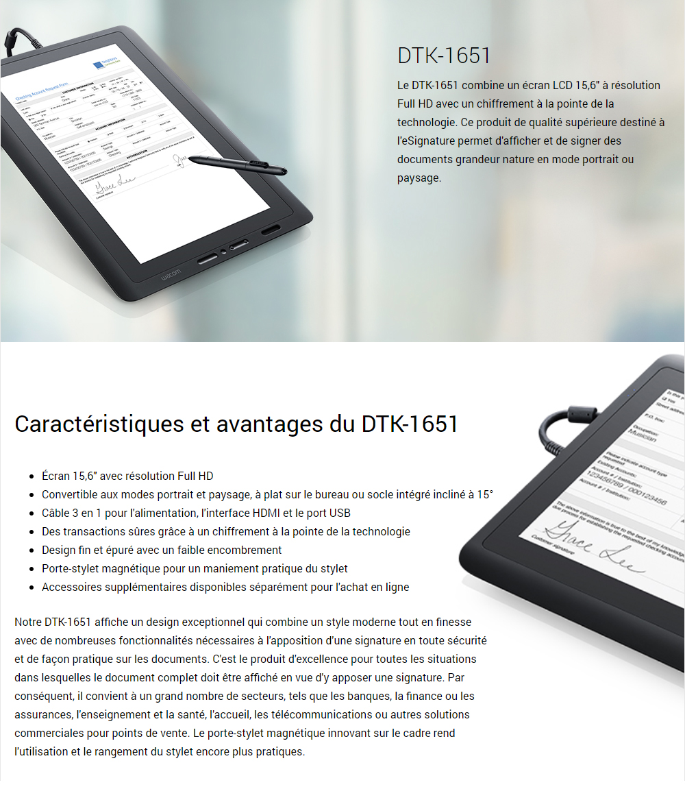 Tablette Graphique Wacom - 15,6" (DTK-1651) prix Maroc