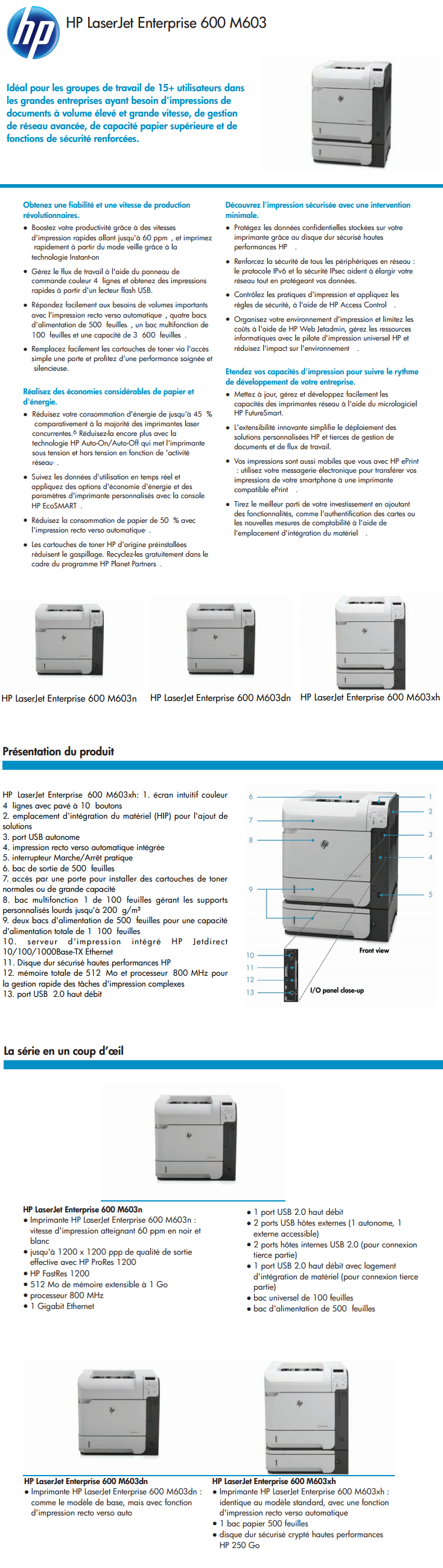 Imprimante HP LaserJet Enterprise 600 M603dn (CE995A) prix Maroc