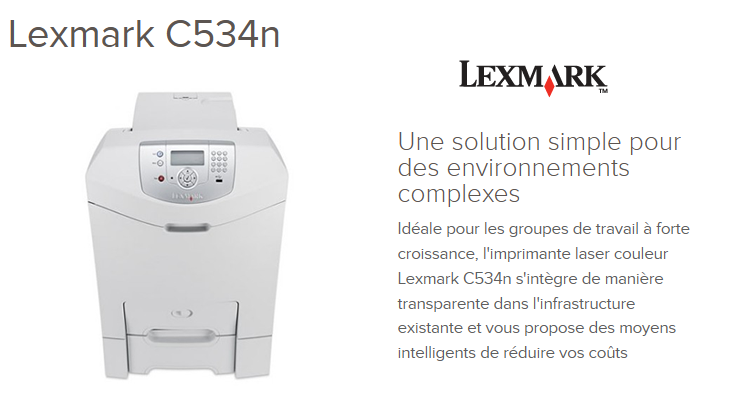 Imprimante Laser couleur Lexmark C534n prix Maroc