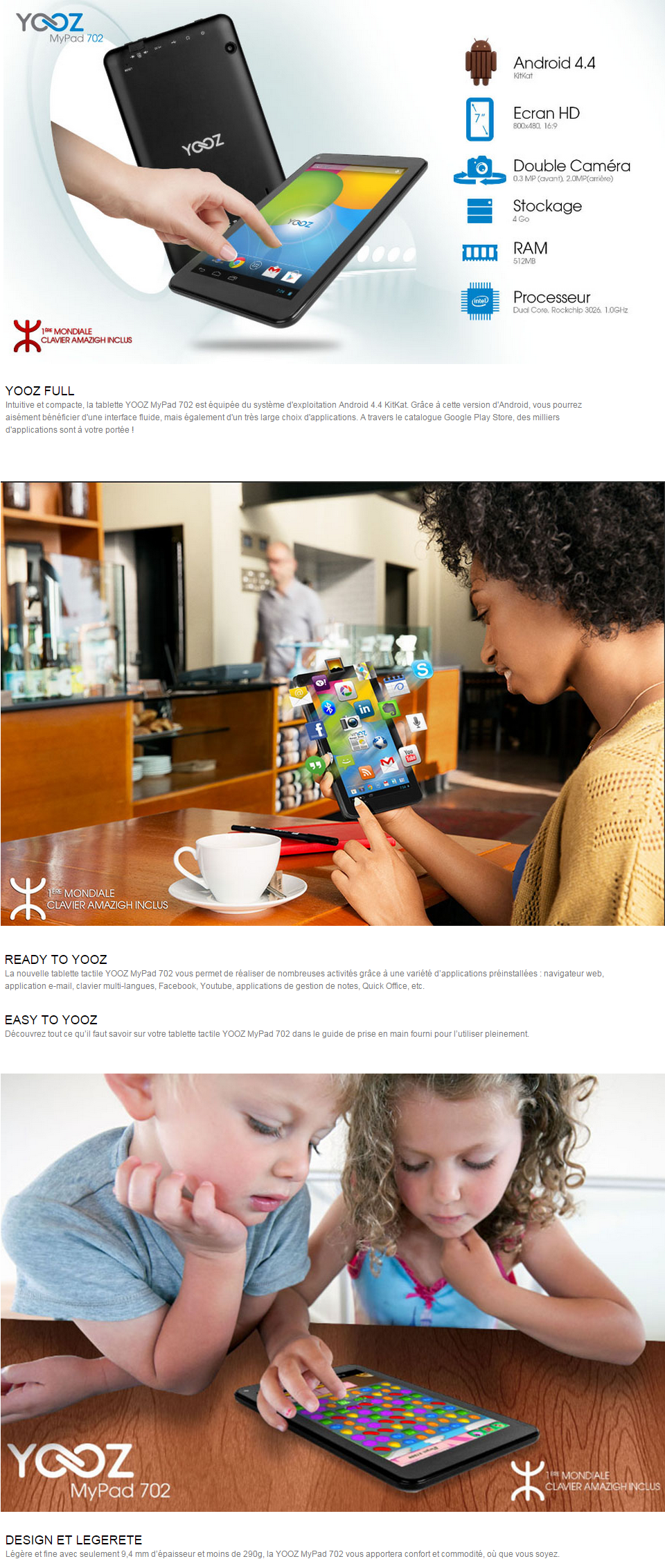 Tablette Wi-Fi YOOZ MyPad 702 (YPAD702) prix Maroc