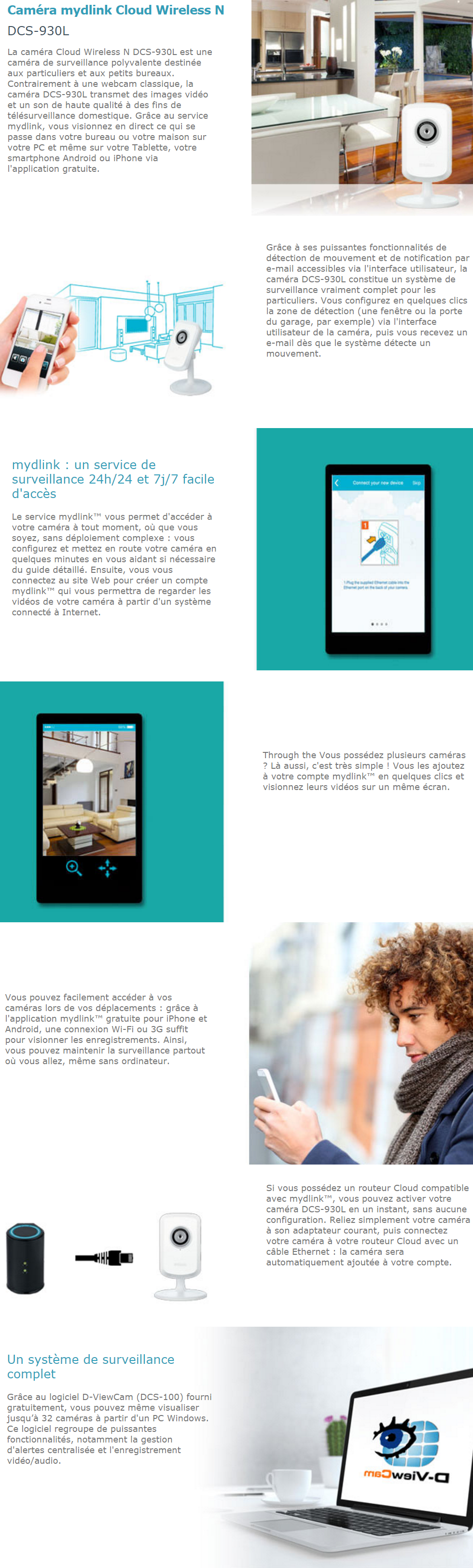 D-Link Caméra IP Mydlink Cloud Wireless N DCS-930L prix Maroc