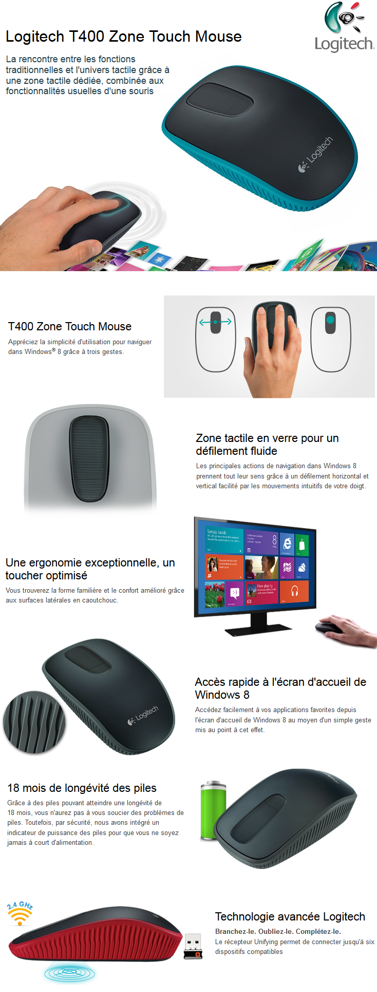 Logitech Zone Touch Mouse T400 prix Maroc