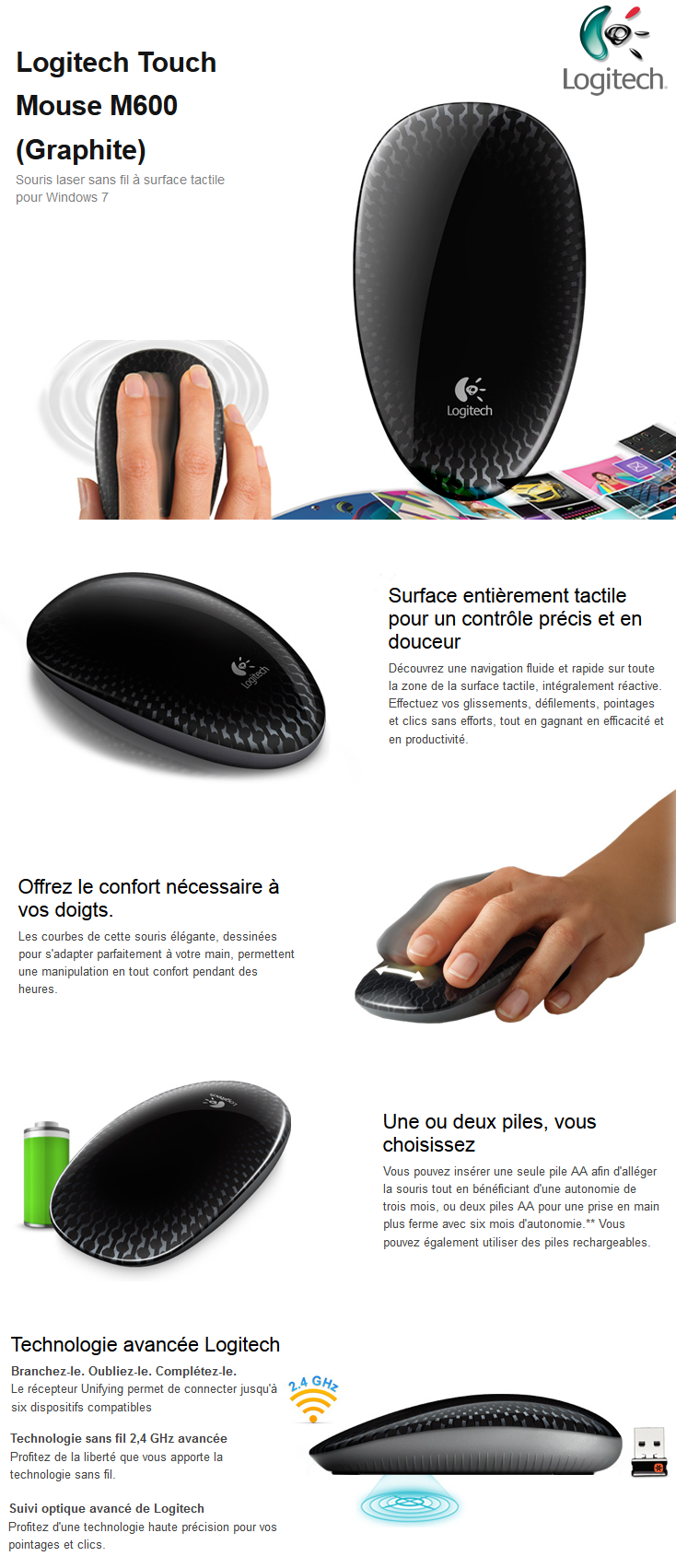 Logitech Touch Mouse M600 prix Maroc
