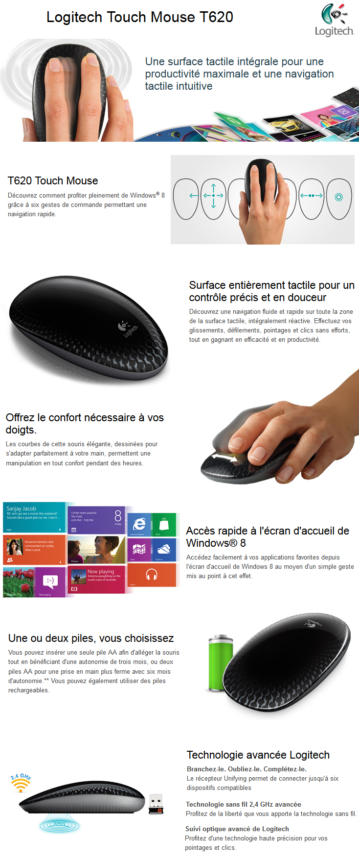 Logitech Touch Mouse T620 prix Maroc